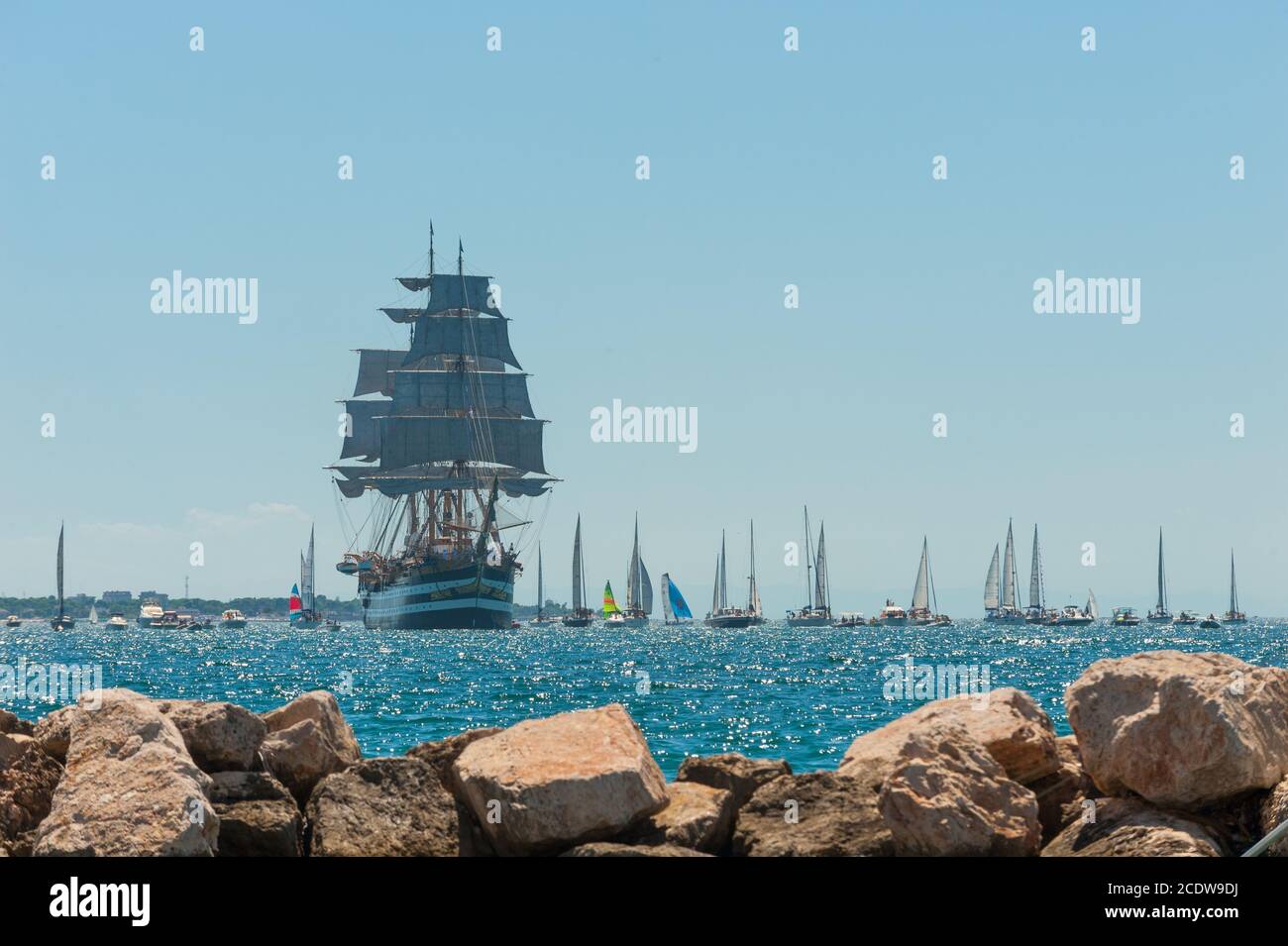 The training ship of the Italian Navy "AMERIGO VESPUCCI" in the harbour ...