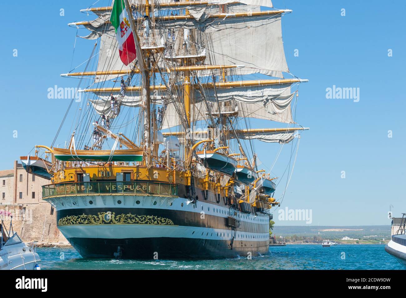 The training ship of the Italian Navy "AMERIGO VESPUCCI" in the harbour ...