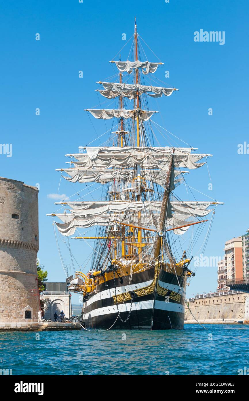 The training ship of the Italian Navy "AMERIGO VESPUCCI" in the harbour ...