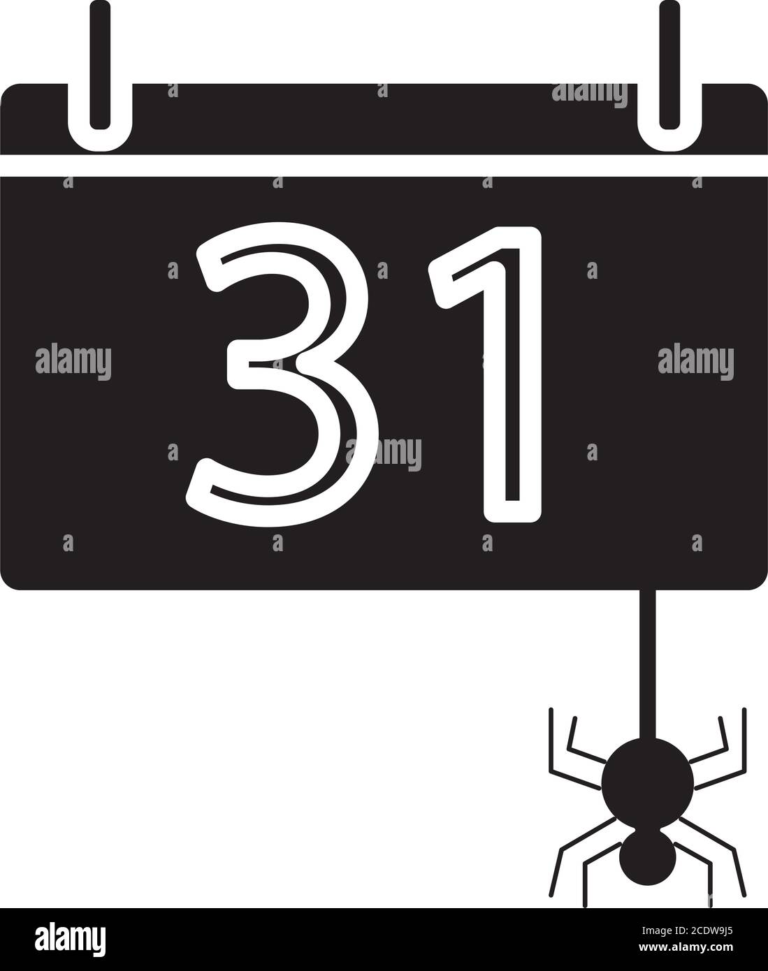 Halloween 31 oktober calendar with spider silhouette style icon design ...