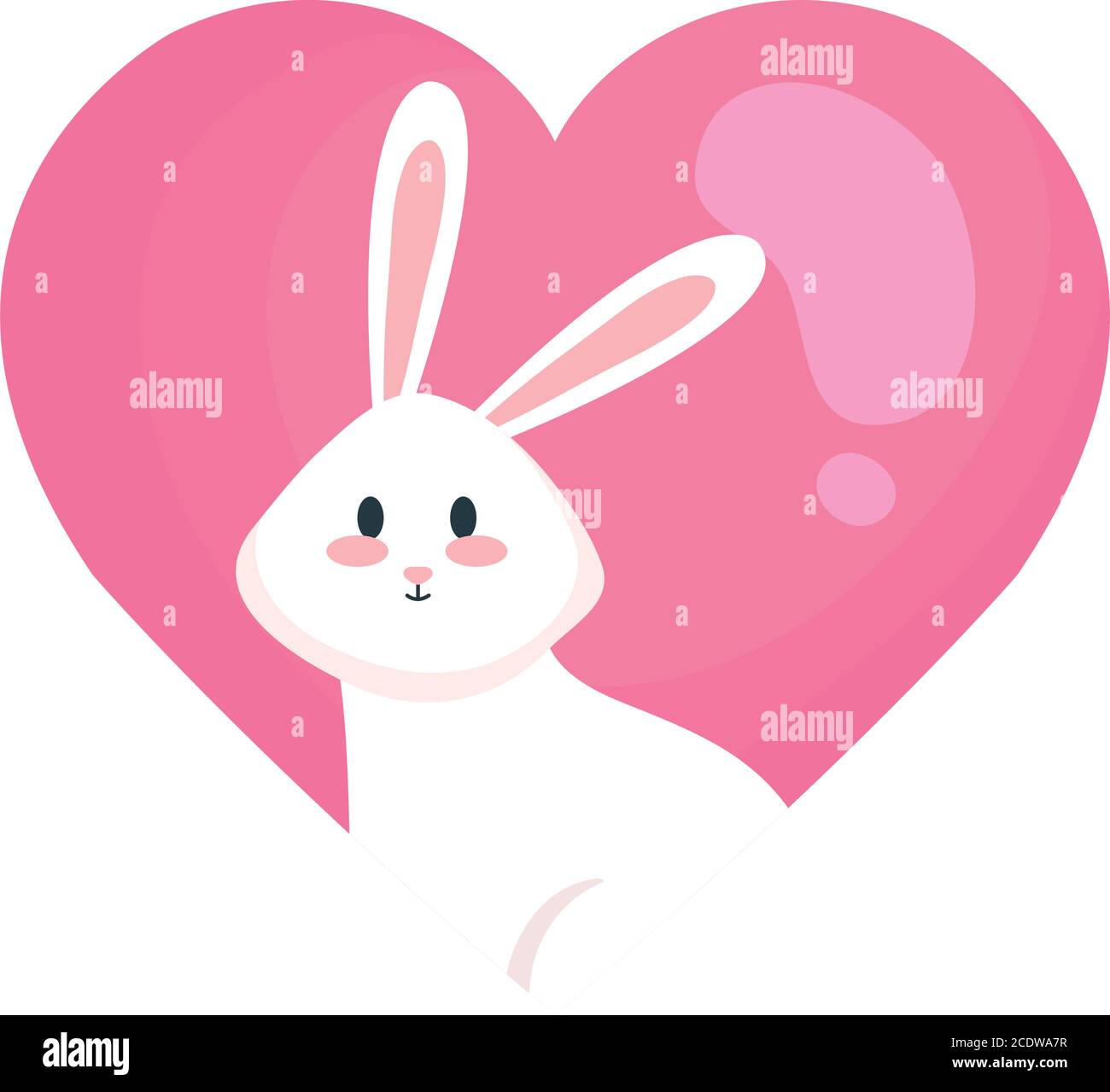 Cute white rabbit cartoon in pink heart vector design Stock Vector ...