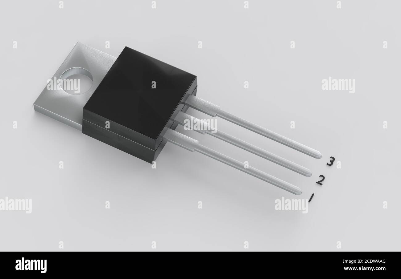 Isolated TO-220 electronic package with pinout numeration 3d ...