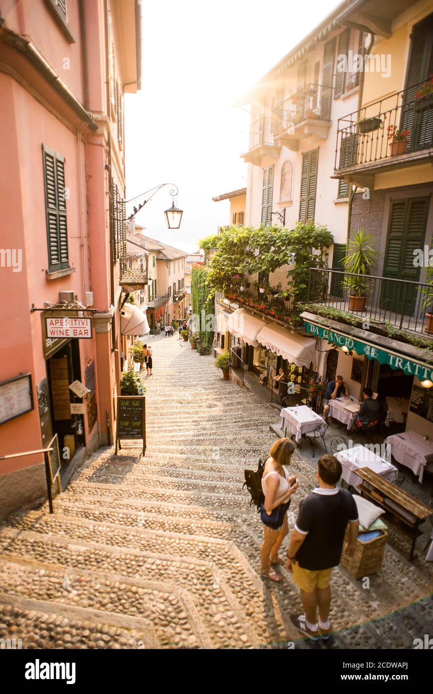 Bellagio. Lake Como. Italy - July 20, 2019: Amazing Old Narrow Street ...