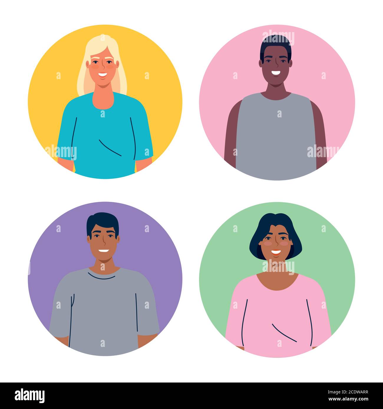 diversity women and men cartoons in circles vector design Stock Vector ...