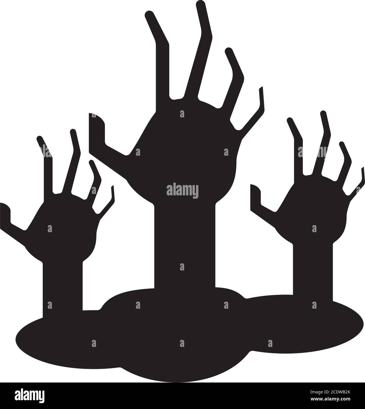 Halloween zombie hands silhouette style icon design, Holiday and scary ...
