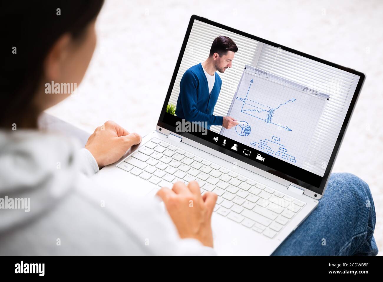Virtual Online Training Meeting Or Tutorial Webinar Video Stock Photo ...