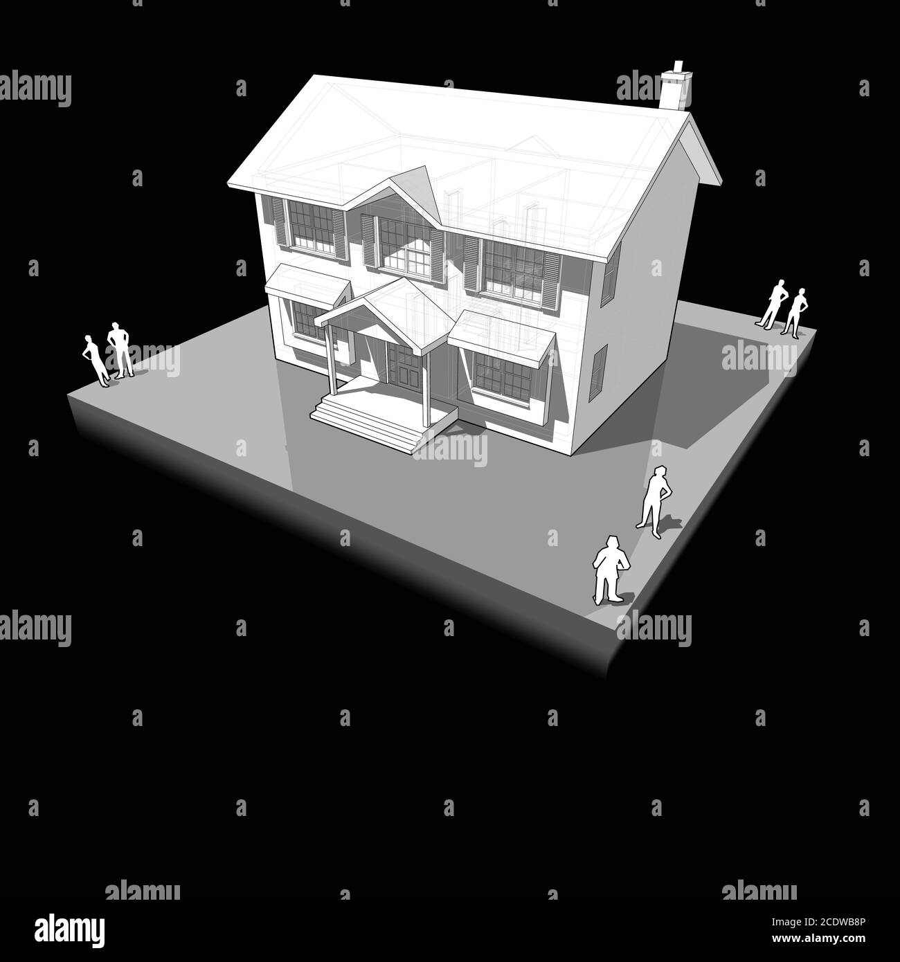 diagram of a classic colonial detached house Stock Vector Image & Art ...