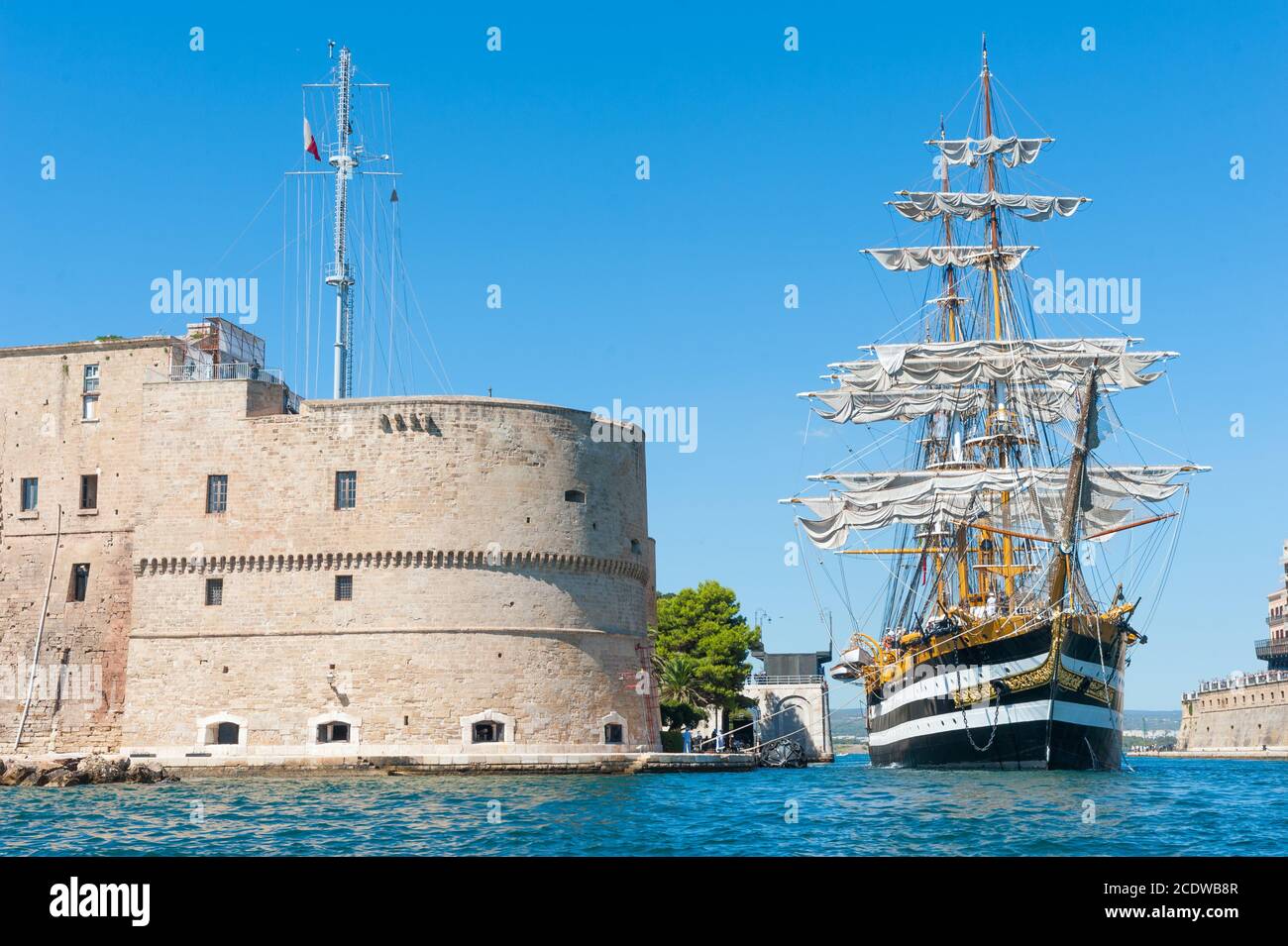The training ship of the Italian Navy "AMERIGO VESPUCCI" in the harbour ...