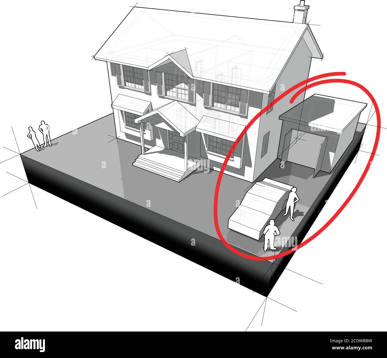 diagram of a classic colonial detached house Stock Vector Image & Art ...