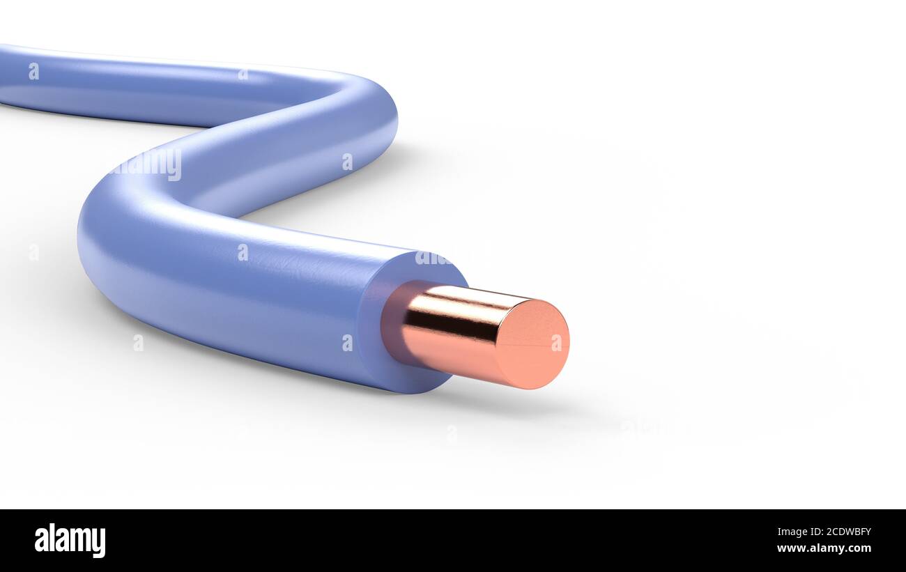 electrical cable wires with blue insulation isolated 3d illustration ...
