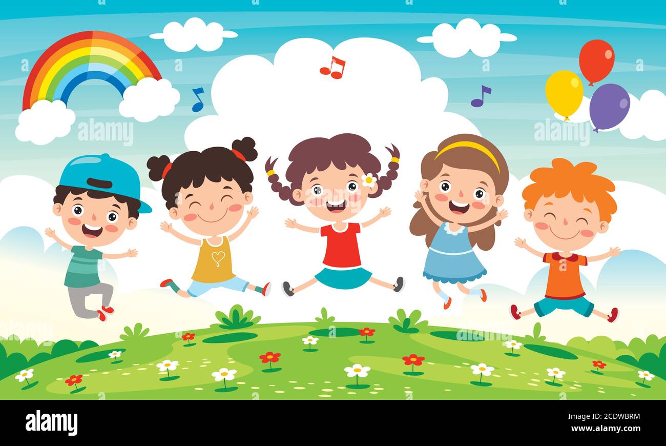 Happy Little Children Having Fun Stock Vector Image & Art - Alamy