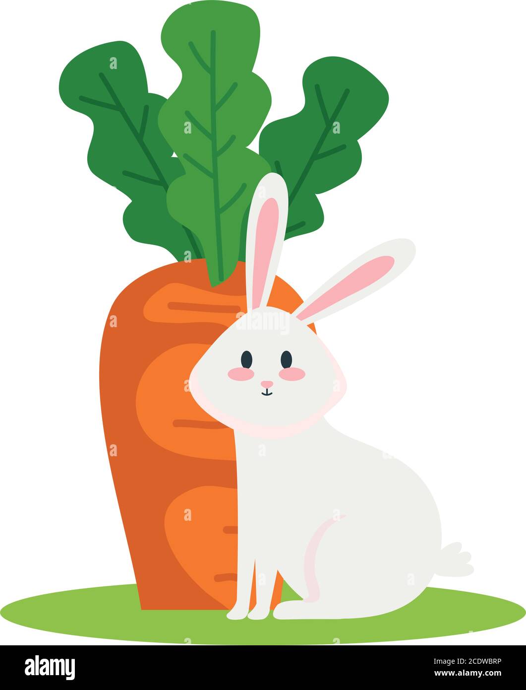 Cute white rabbit cartoon with carrot vector design Stock Vector Image ...
