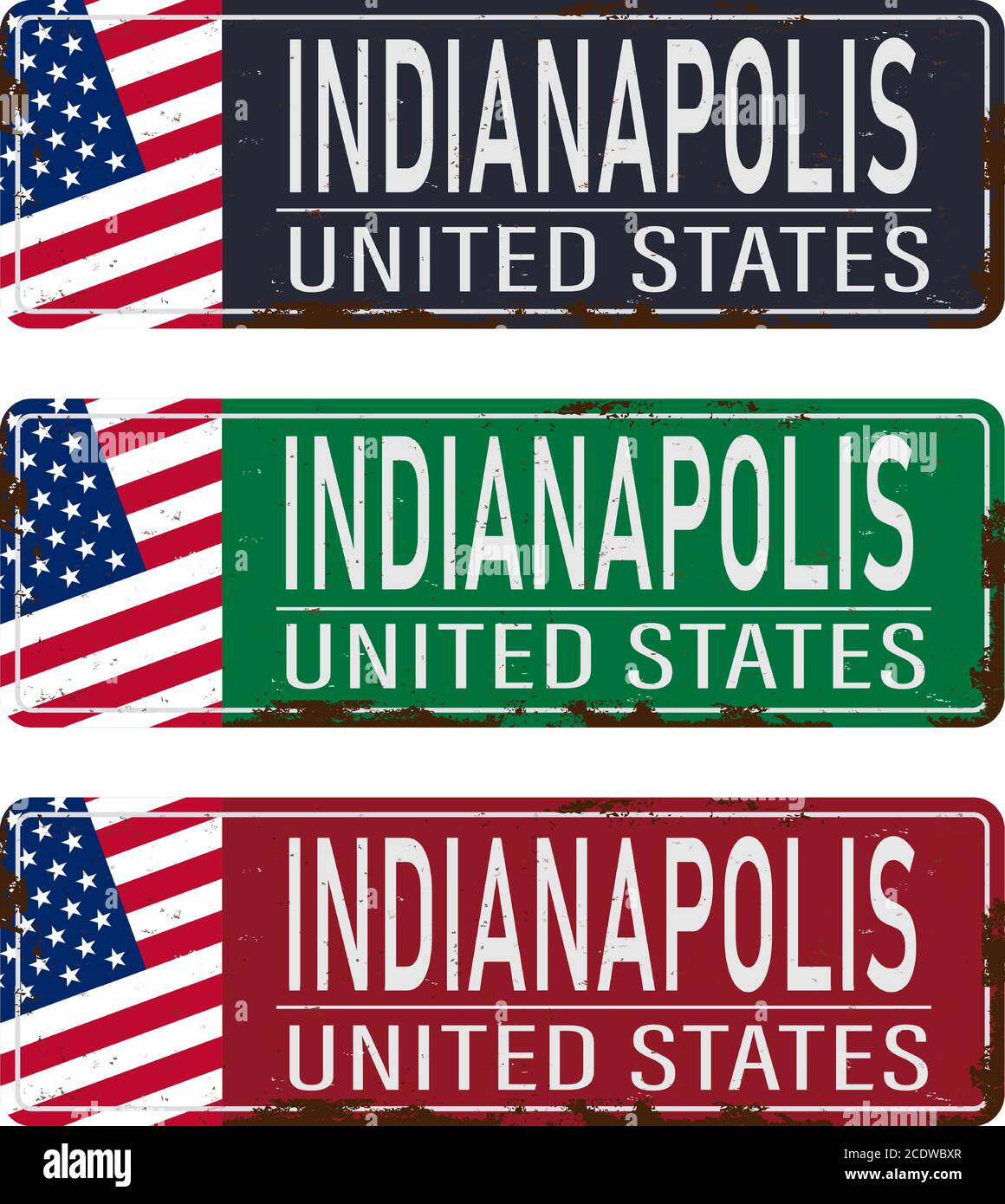 Indianapolis, Indiana, road sign set vector illustration,USA city Stock ...