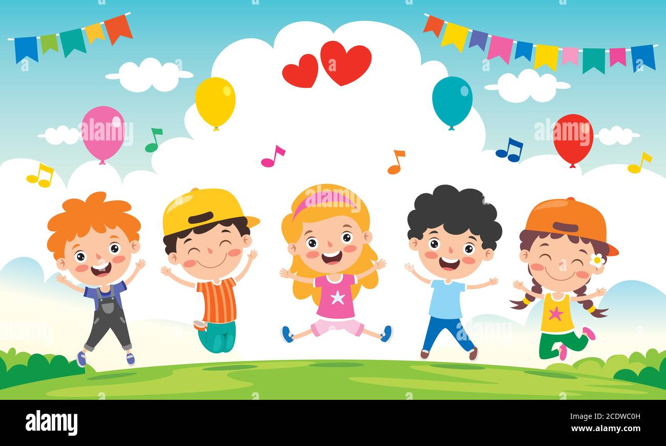 Happy Little Children Having Fun Stock Vector Image & Art - Alamy
