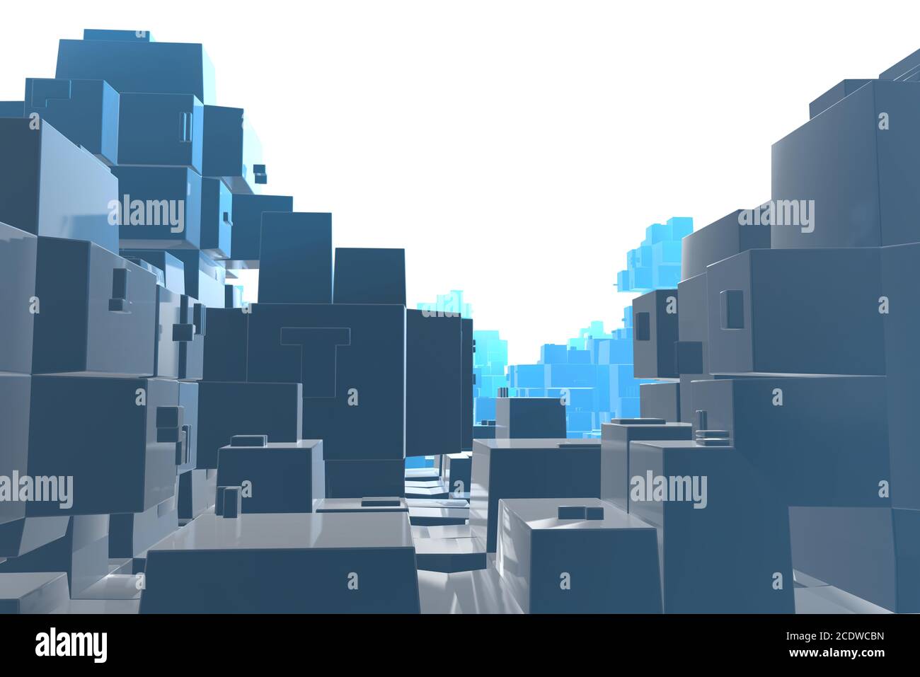 Wealth rich concept idea of blue city at sunset rays Abstract space ...