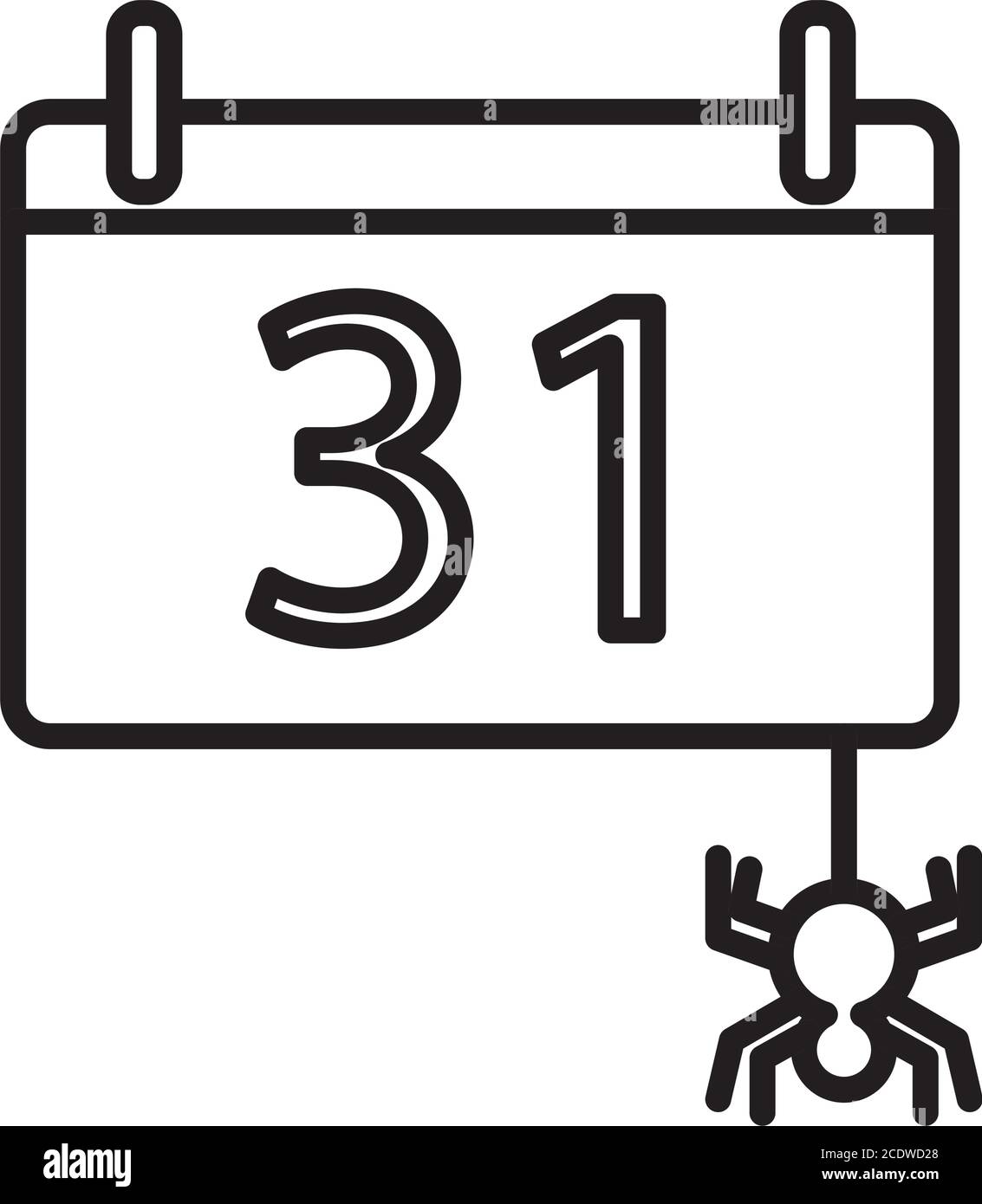 Halloween 31 oktober calendar with spider line style icon design ...