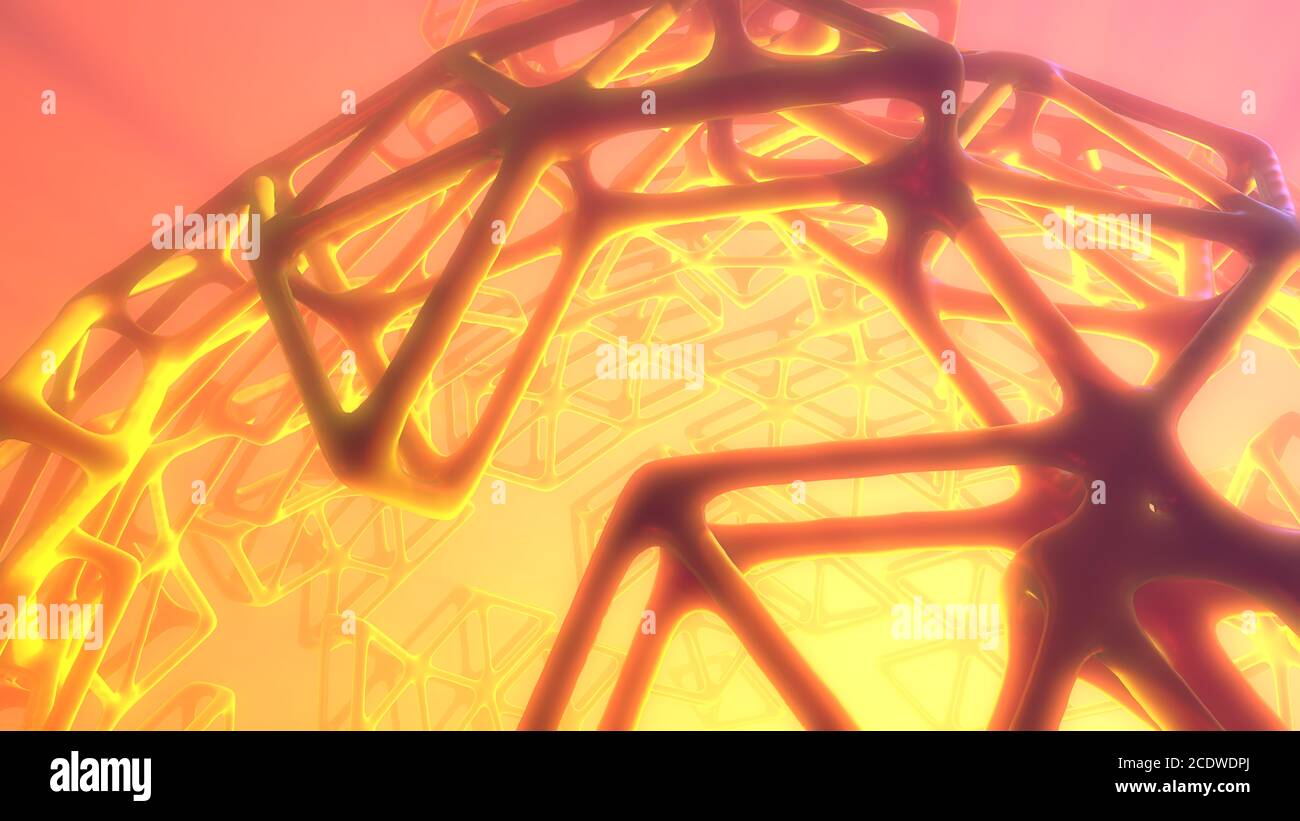 Abstract 3d rendering concept of high poly sphere with chaotic mesh ...