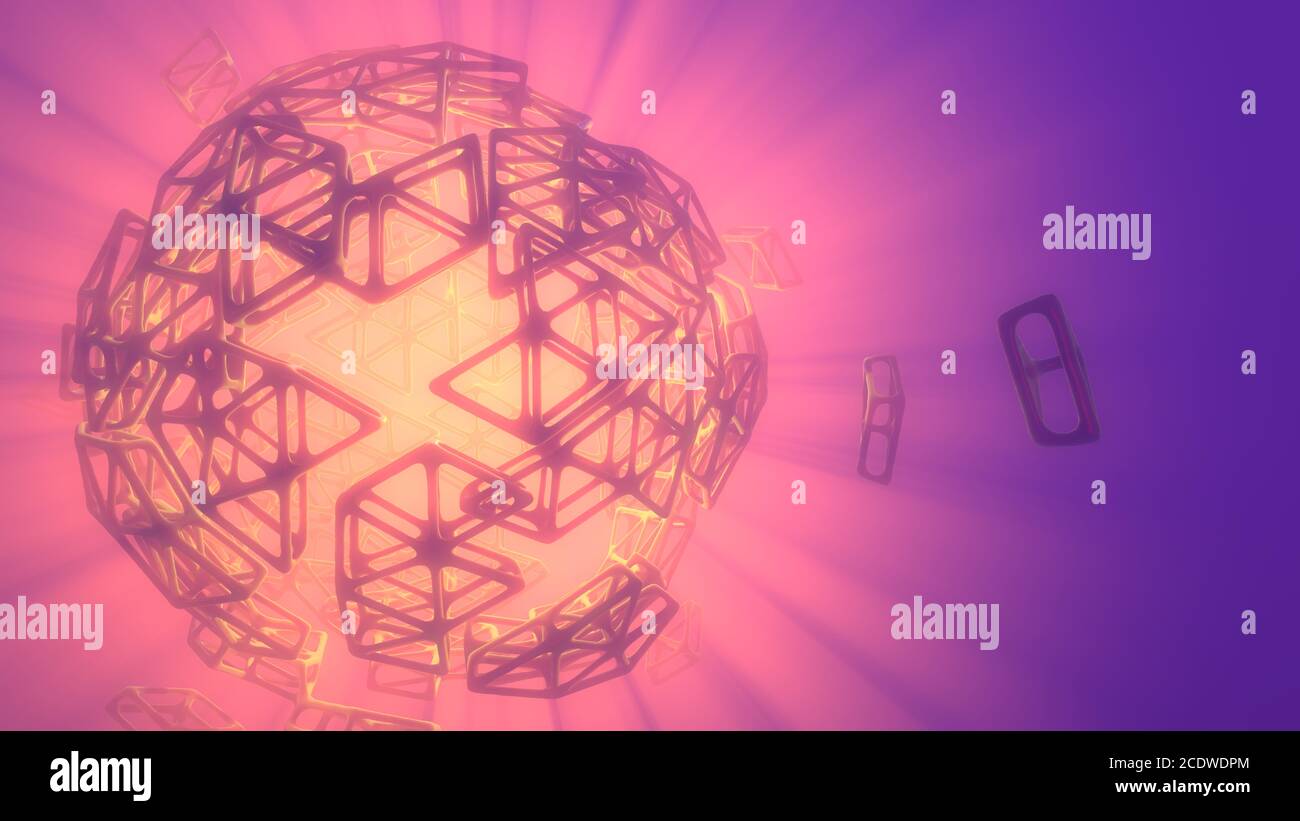 Abstract 3d rendering concept of high poly sphere with chaotic mesh ...