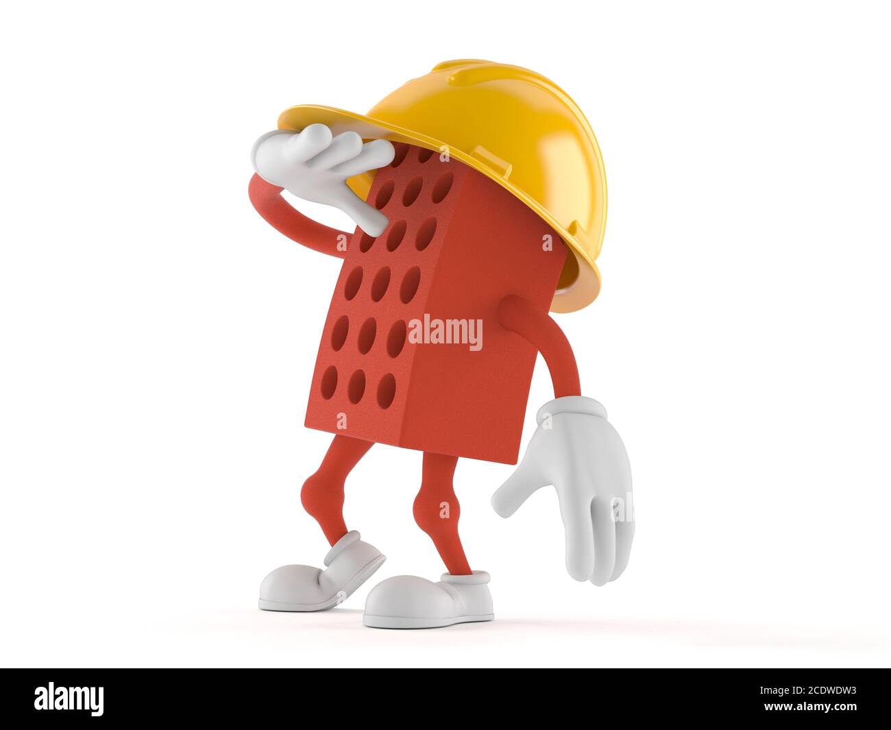 Brick character looking up isolated on white background Stock Photo - Alamy