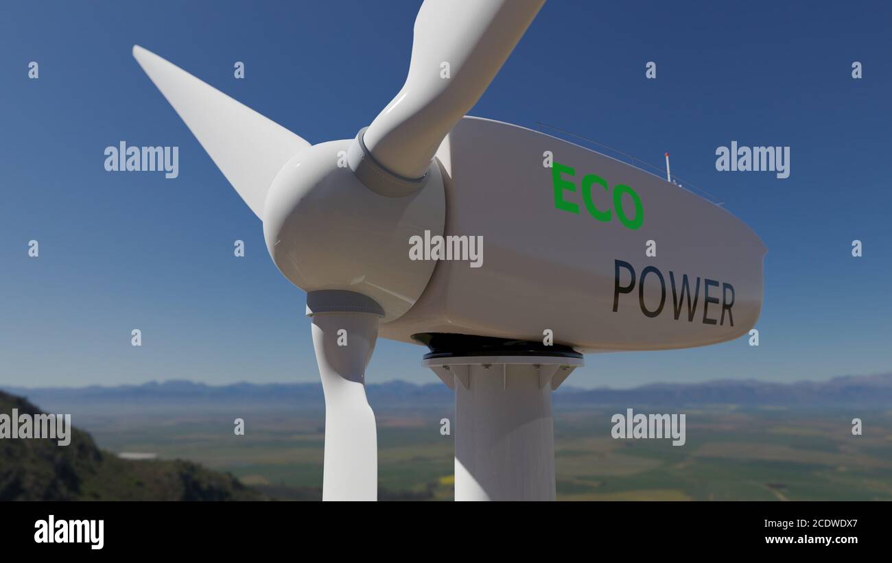 Windmill for electric power production, 3d illustration Stock Photo - Alamy