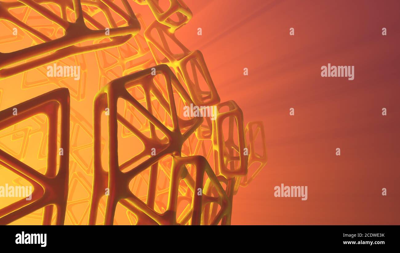 Abstract 3d rendering concept of high poly sphere with chaotic mesh ...