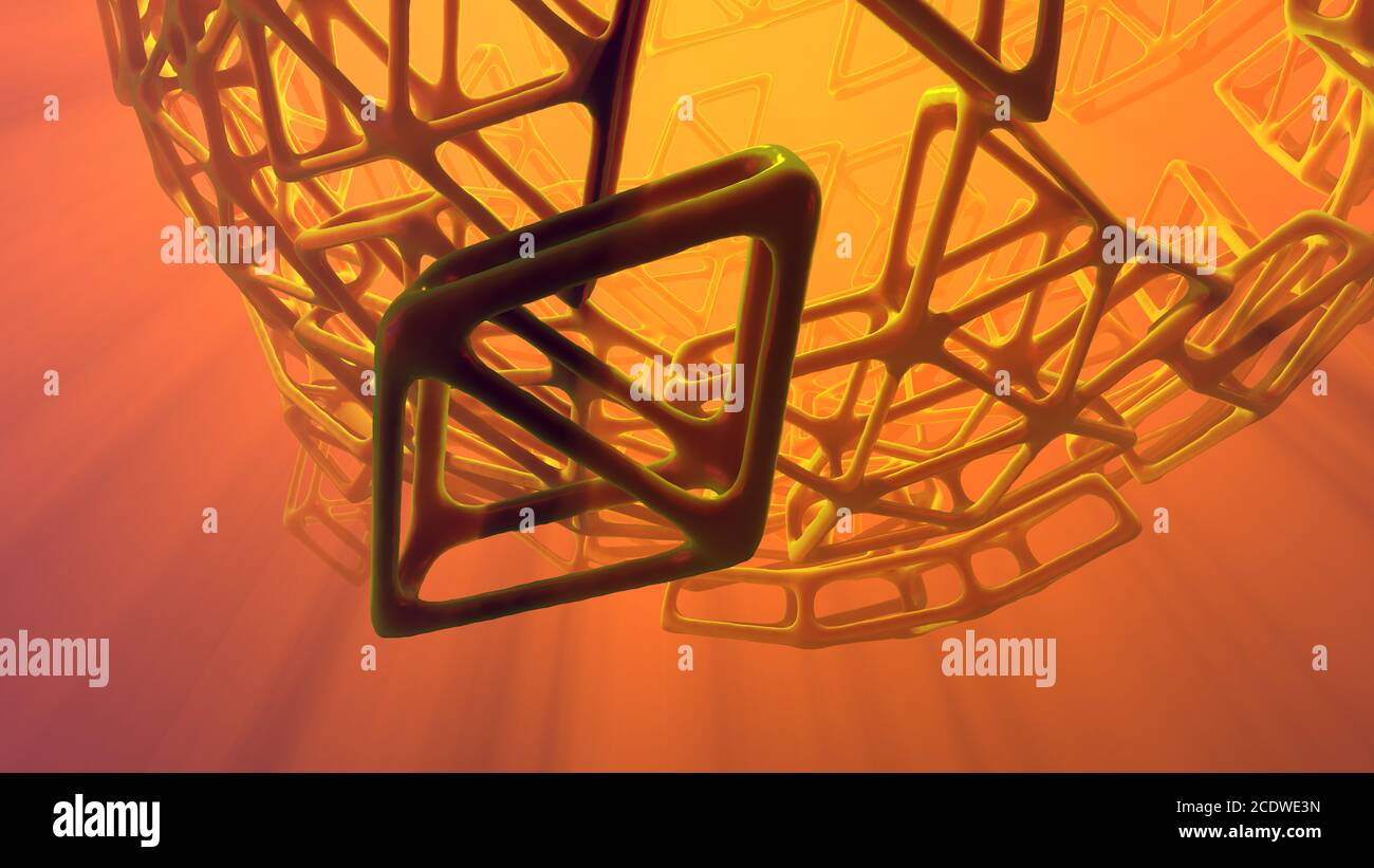 Abstract 3d rendering concept of high poly sphere with chaotic mesh ...