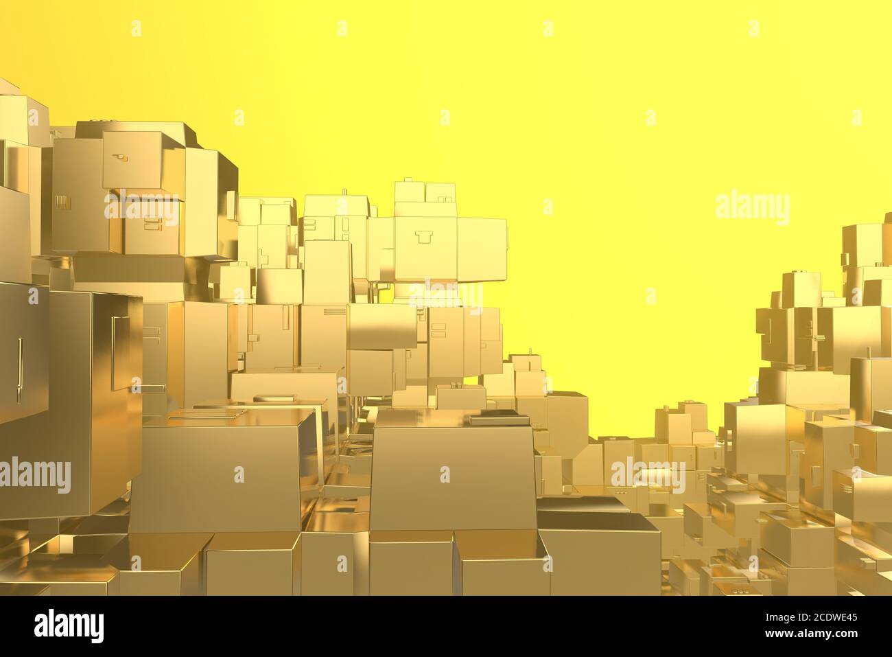 Wealth rich concept idea Golden city at sunset rays Abstract space ...