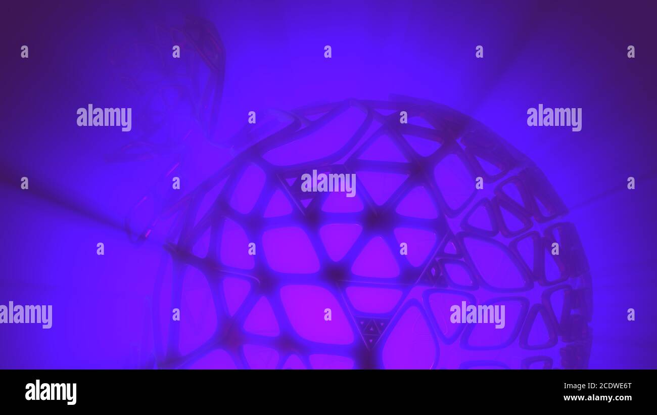 Abstract 3d rendering concept of high poly sphere with chaotic mesh ...