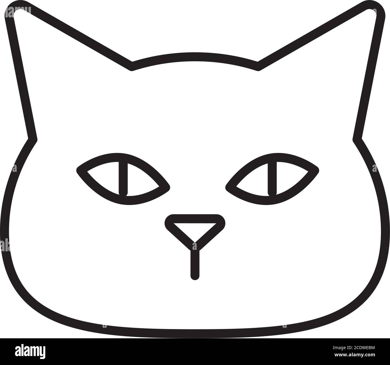 Cute cat face line style icon design, Animal pet kitten domestic feline ...