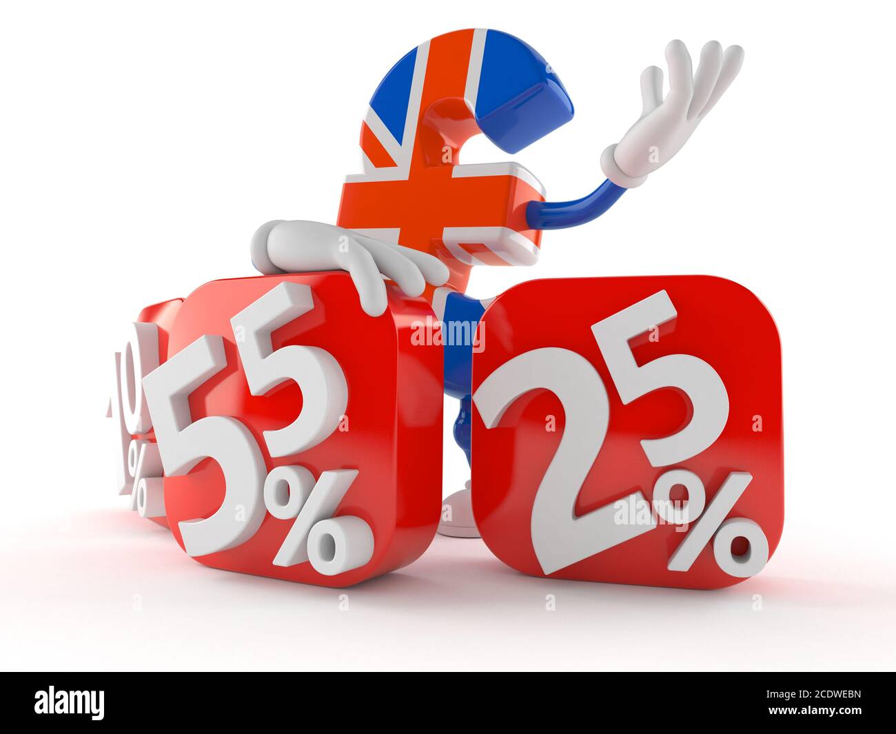 Pound currency character behind percentage signs isolated on white ...