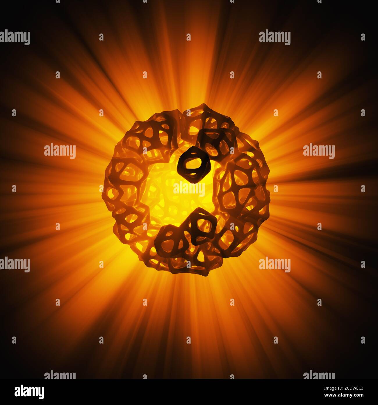 Abstract 3d rendering concept of high poly sphere with chaotic mesh ...