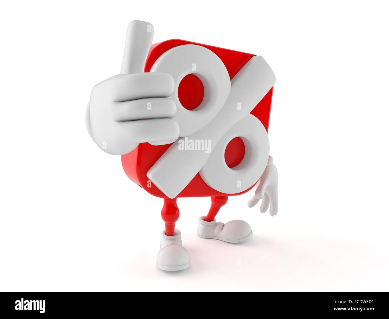 Percentage character with thumbs up gesture isolated on white ...