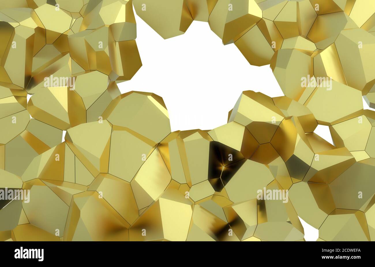 3d render, golden modern shattered wall texture, random clusters ...