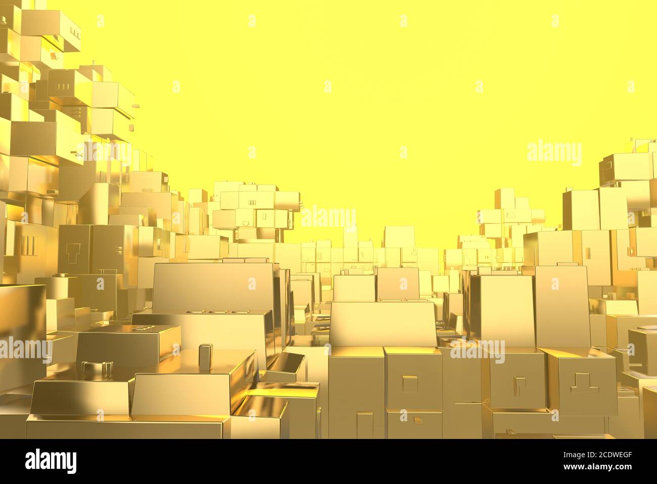 Wealth rich concept idea Golden city at sunset rays Abstract space ...