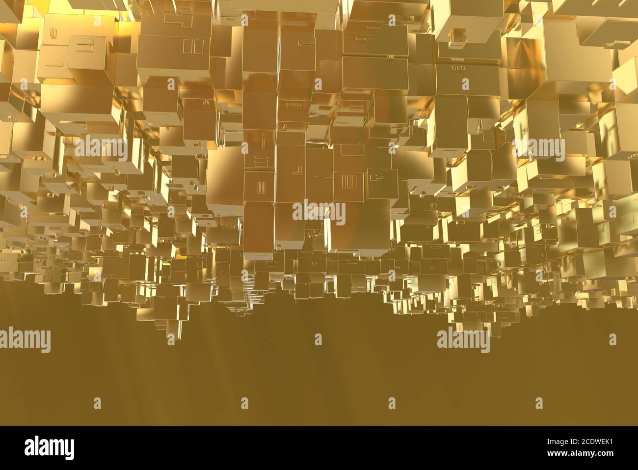 Wealth rich concept idea Golden city at sunset rays Abstract space ...