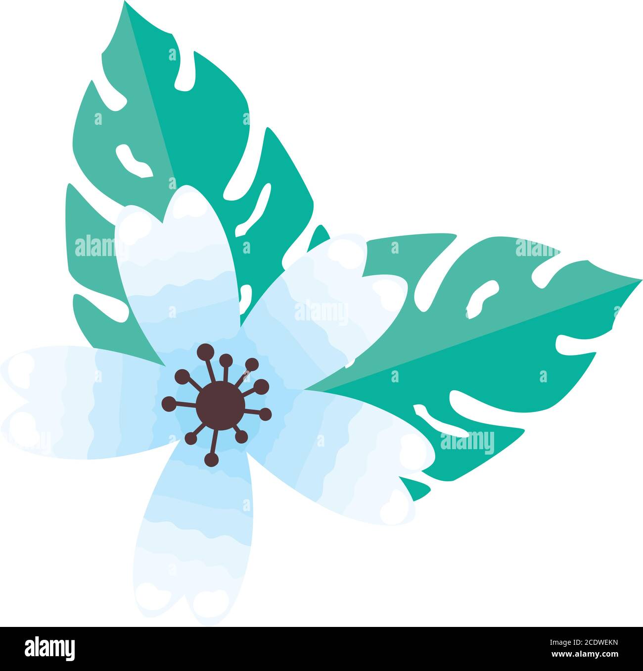 blue flower with leaves vector design Stock Vector Image & Art - Alamy