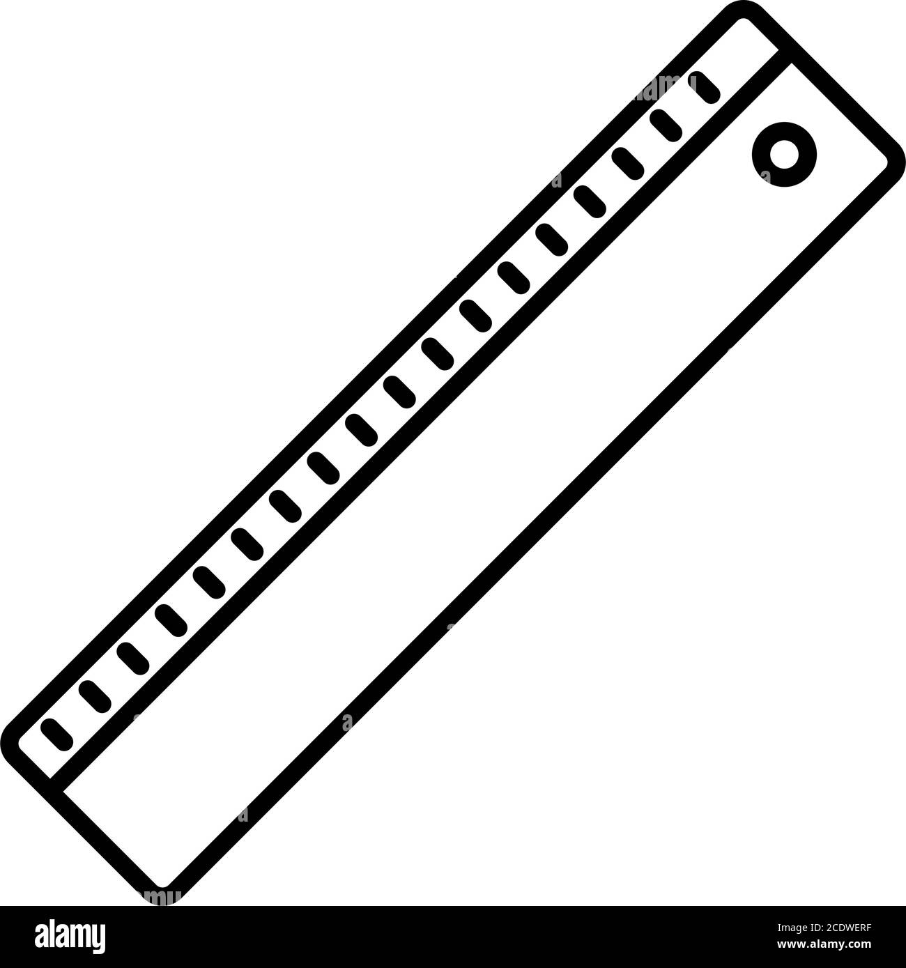 school ruler icon over white background, line style, vector ...