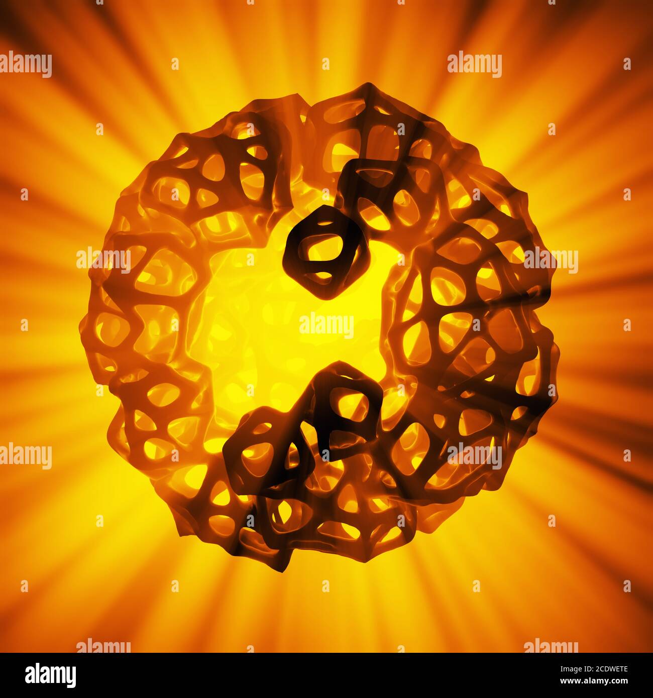 Abstract 3d rendering concept of high poly sphere with chaotic mesh ...