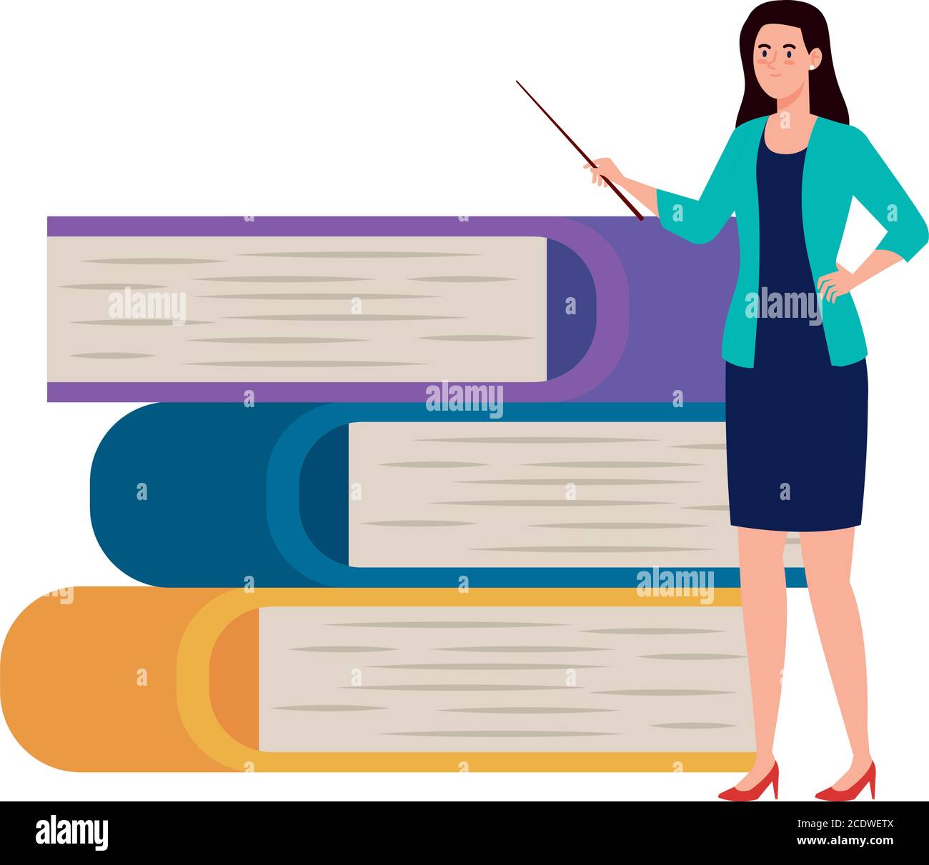 School woman teacher with books vector design Stock Vector Image & Art ...