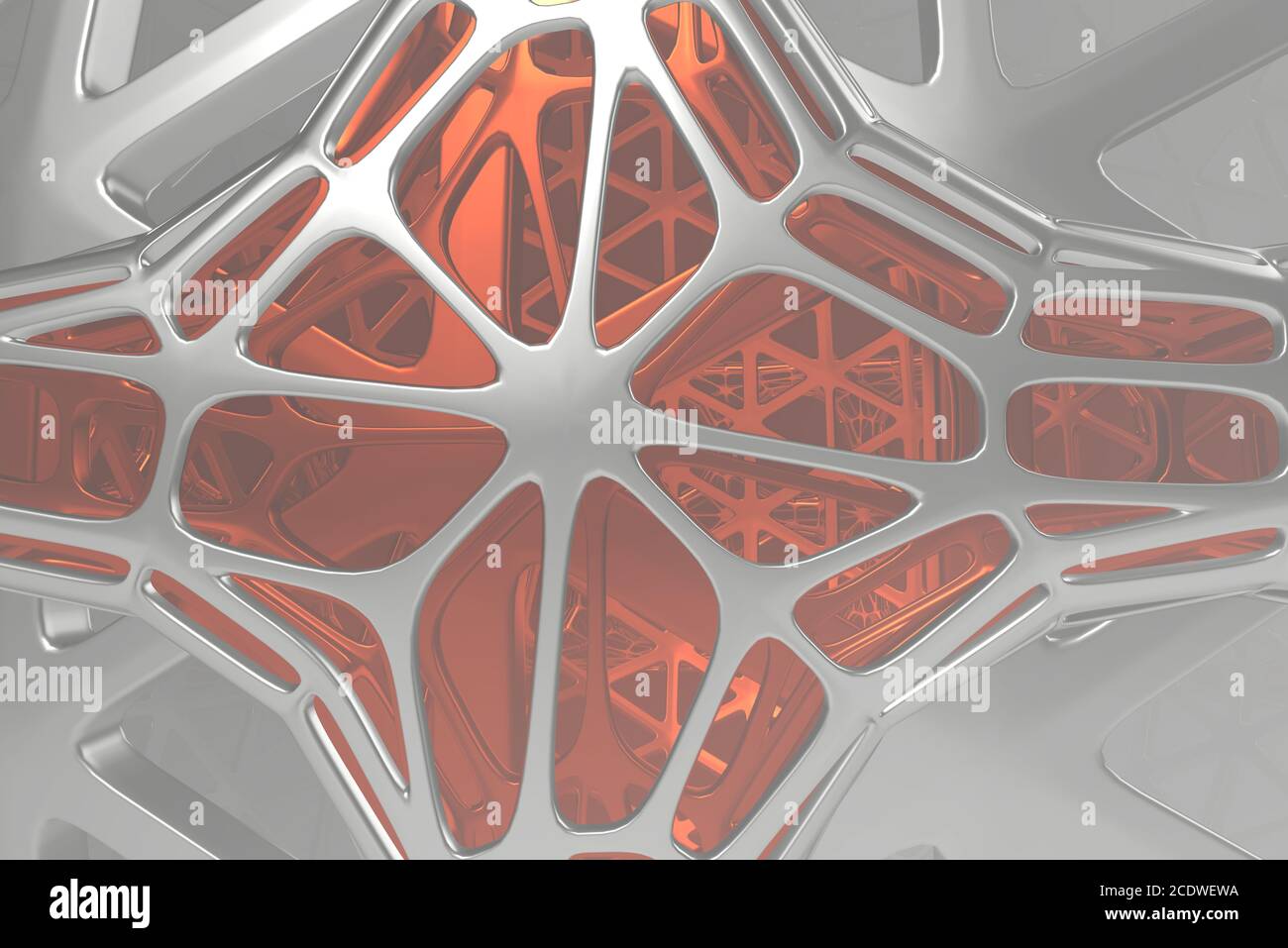 Abstract 3d rendering concept of high poly architecture with steel and ...