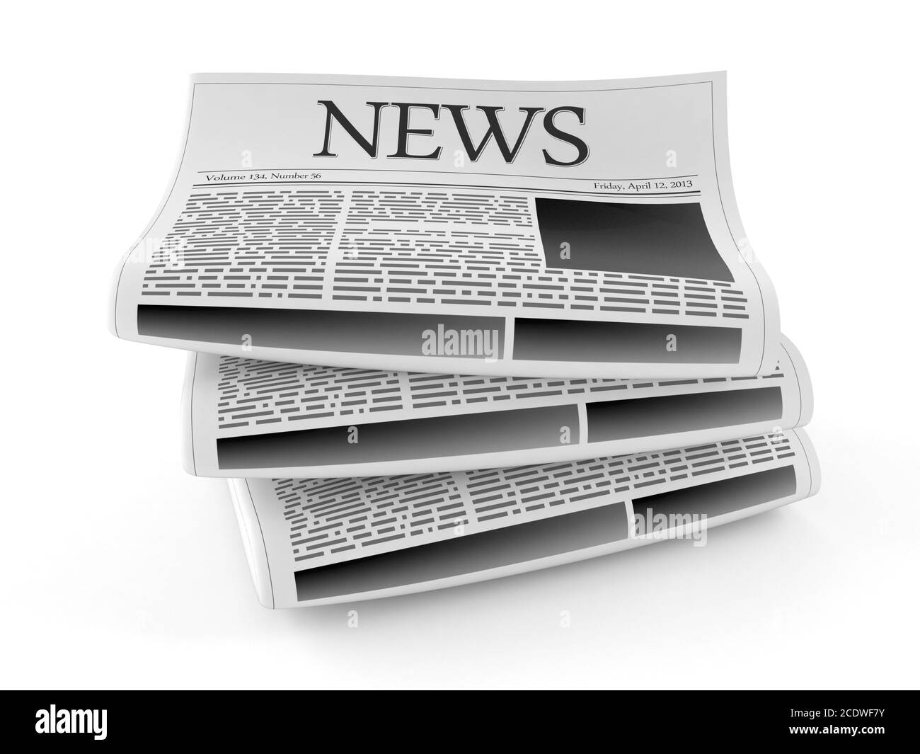 Stack of newspapers isolated on white background Stock Photo - Alamy