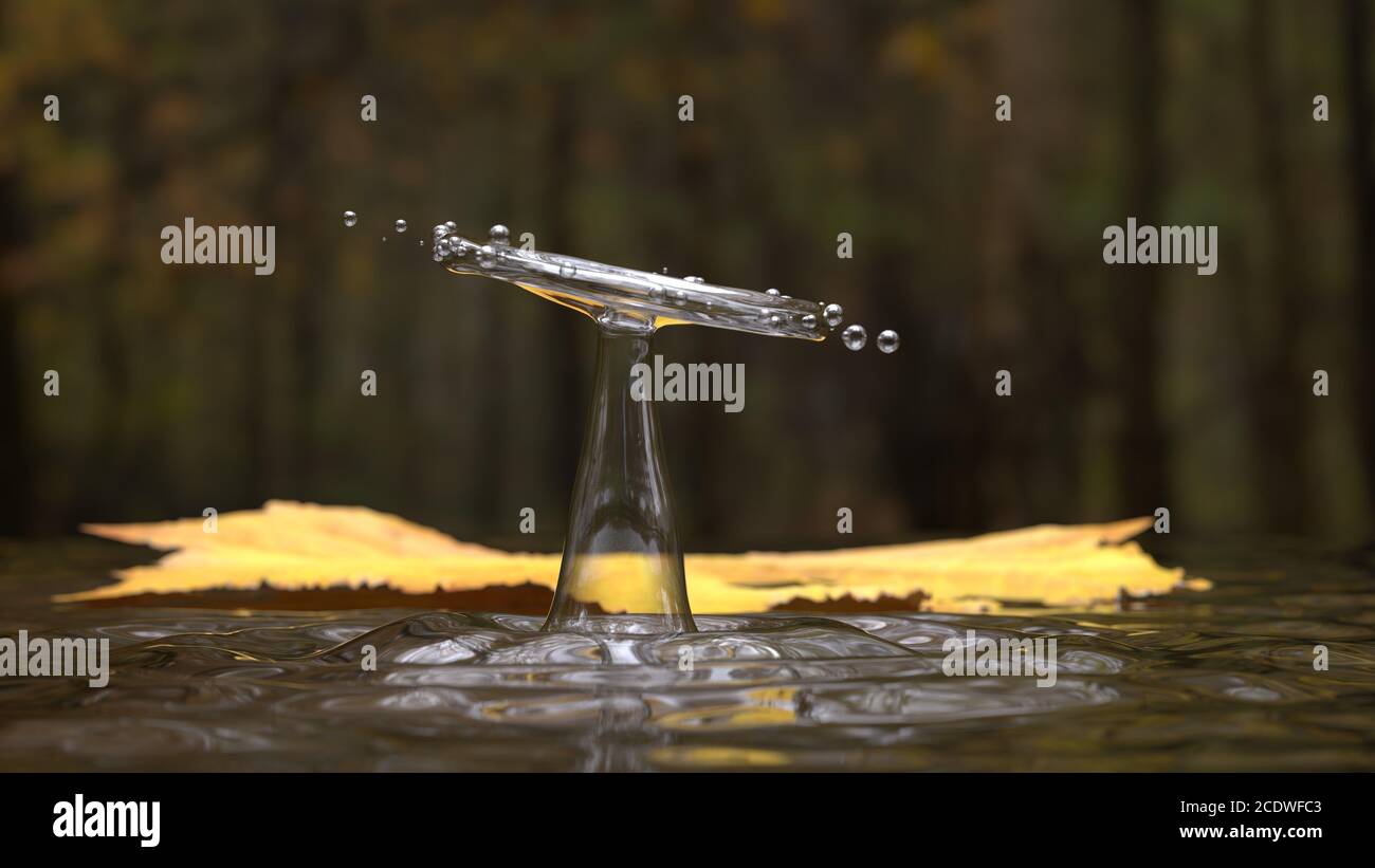 Water splash crown on nature lake 3d illustration Stock Photo - Alamy