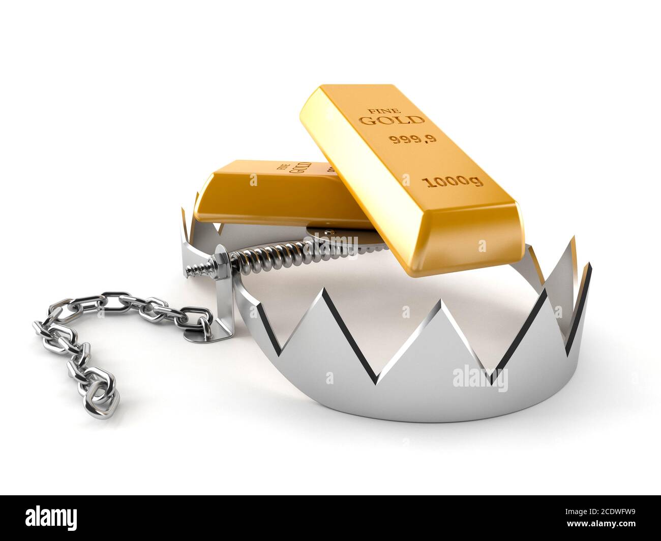 Gold with bear trap isolated on white background Stock Photo - Alamy