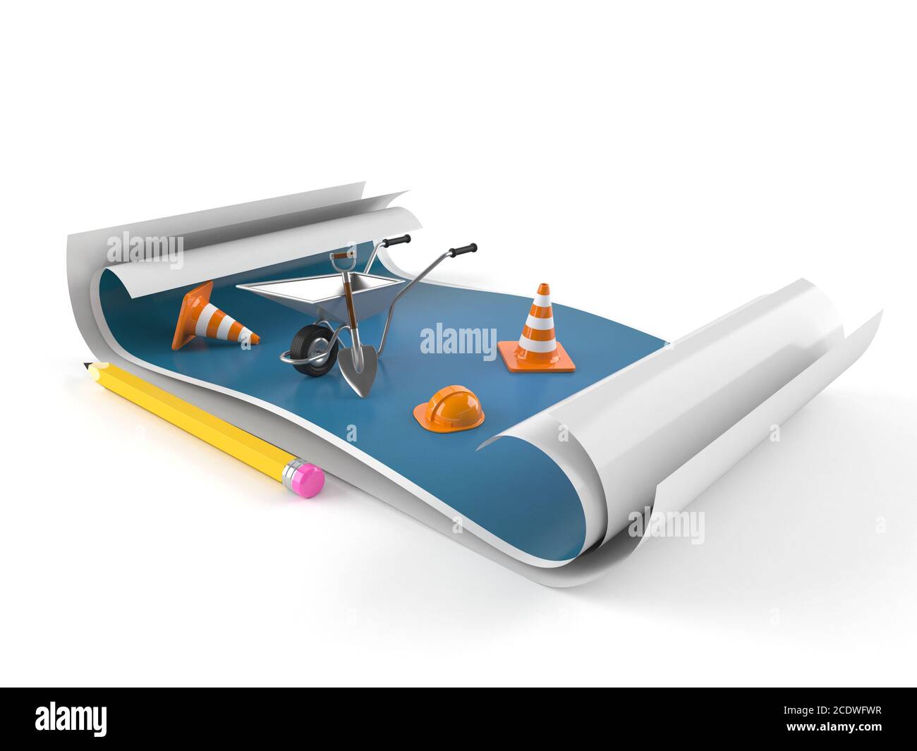 Blueprint isolated on white background Stock Photo - Alamy