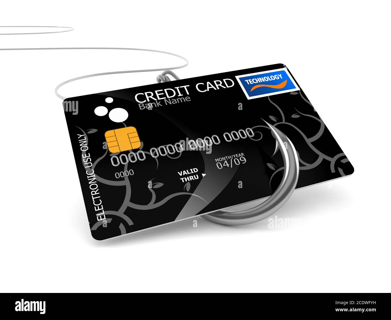 Credit card with fishing hook isolated on white background Stock Photo ...