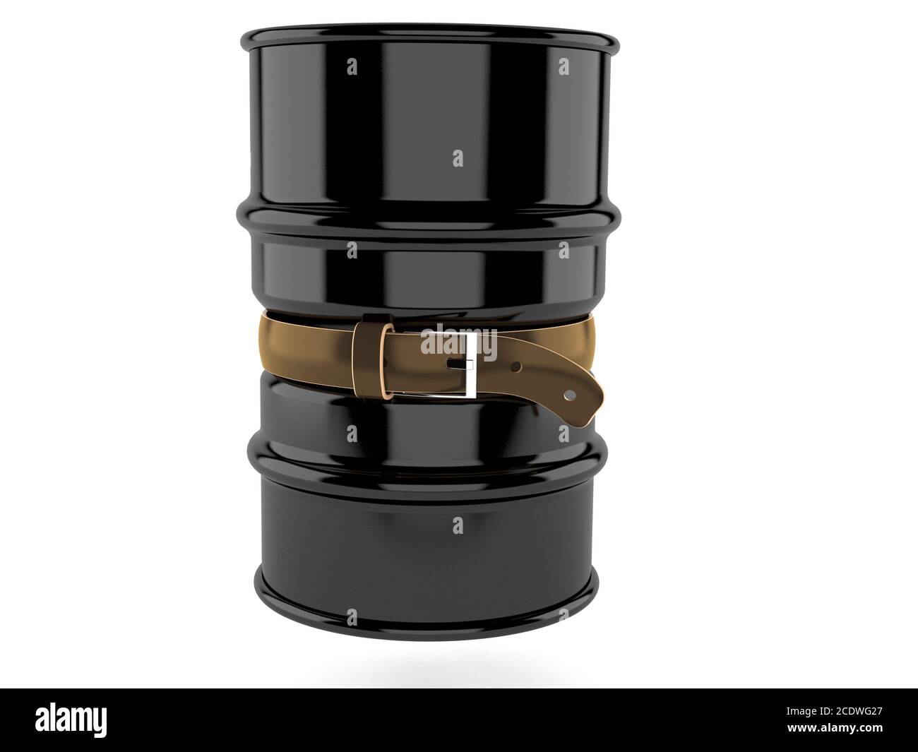 Gasoline barrel squeeze by belt isolated on white background Stock ...