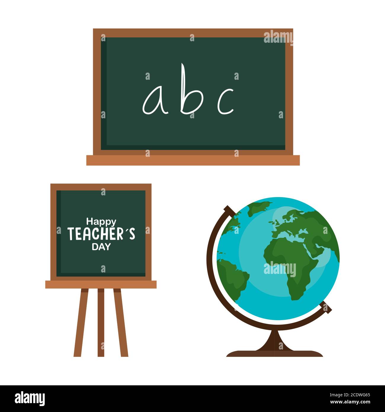 word sphere and green boards of happy teachers day vector design Stock ...