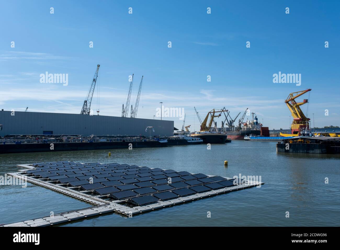 solar panel Floating in a harbour. Used to produce electricity in a ...