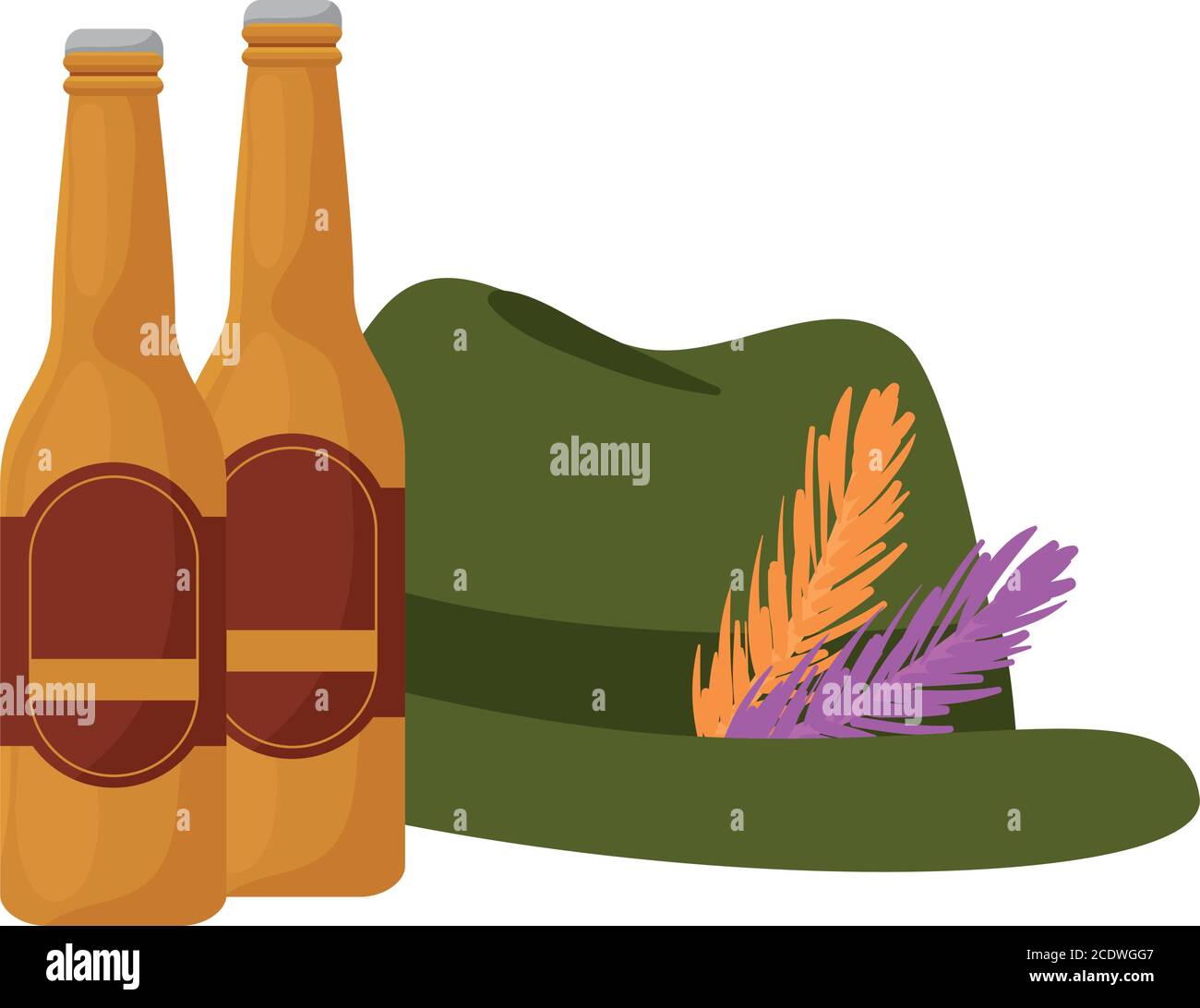 oktoberfest hat and beer bottles vector design Stock Vector Image & Art ...