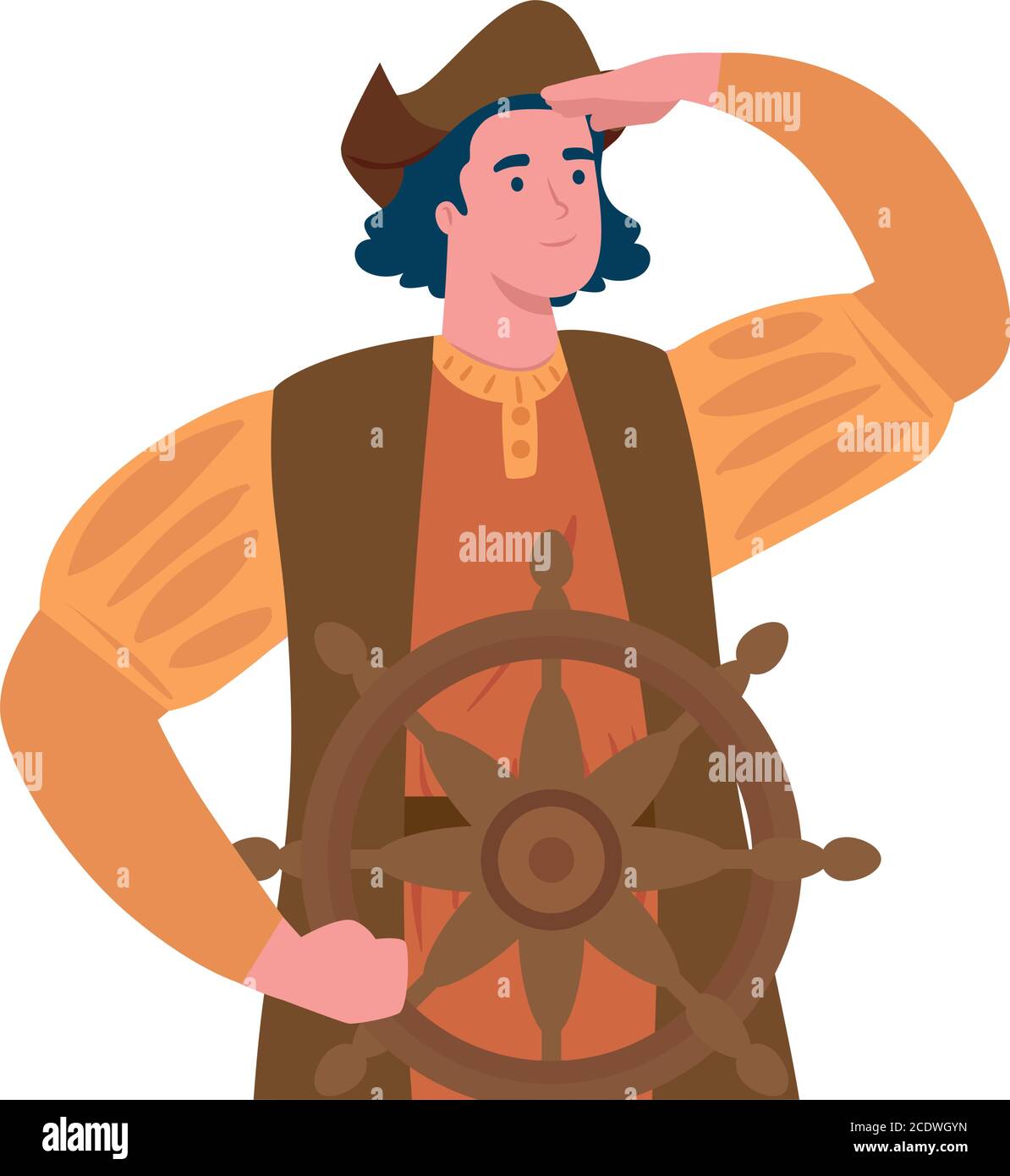Christopher Columbus cartoon with rudder vector design Stock Vector ...